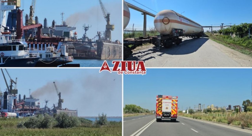 Știri Constanța azi: UPDATE. LIVE- Arde un vapor în Șantierul Naval Midia ce aparține lui Ion ...
